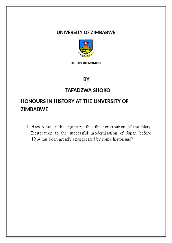 (PDF) the Meiji restoration: successful modernization of Japan before 1914