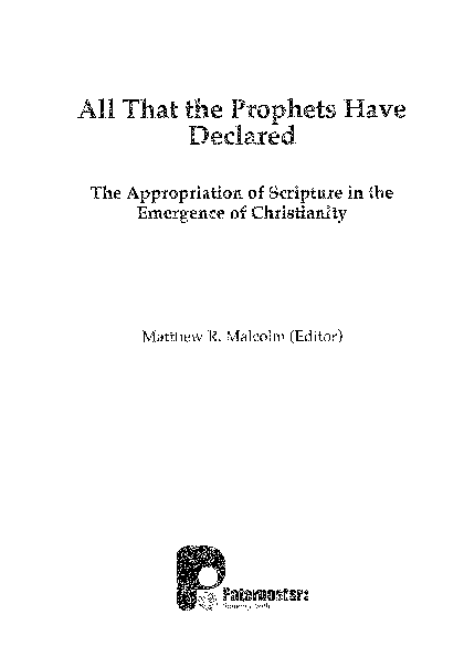 (PDF) Jesus and Scripture: Scripture and the Self-Understanding of Jesus