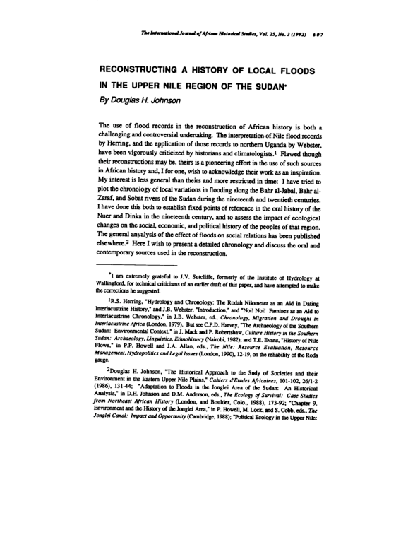 (PDF) Reconstructing a history of local floods in the Upper Nile region of Sudan, International ...