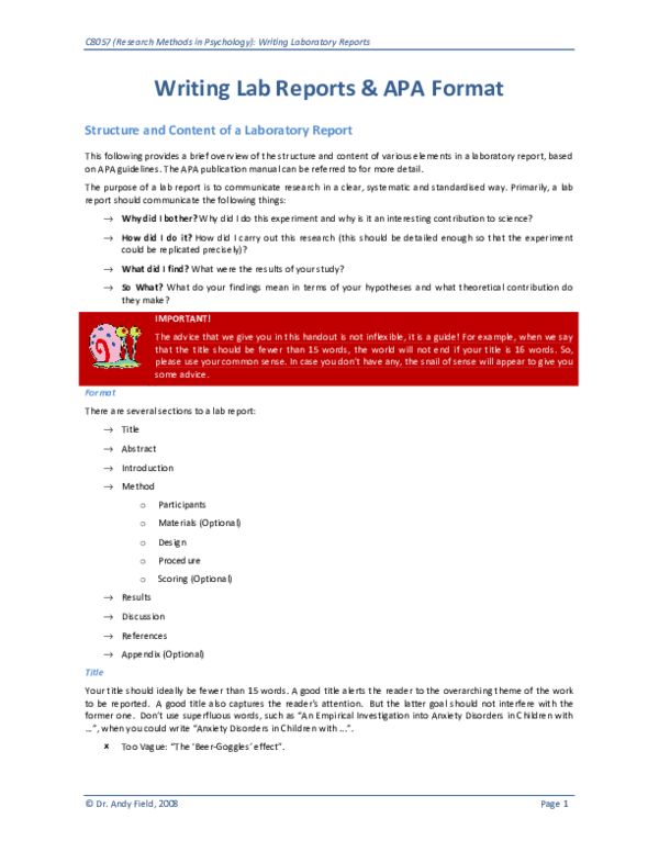 (PDF) Lab Report Guide