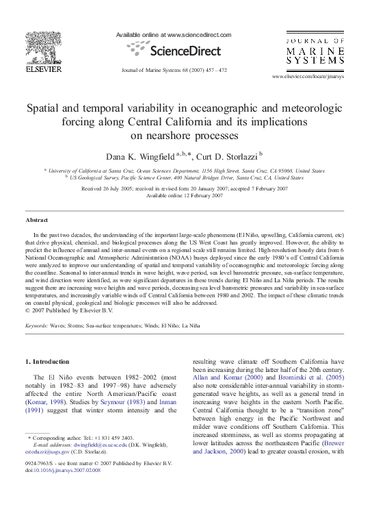 (PDF) Spatial and temporal variability in oceanographic and ... (PDF) Spatial and temporal variability in oceanographic and ...