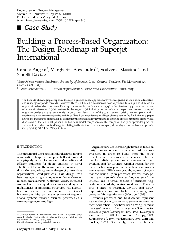 (PDF) Building a Process-Based Organization: The Design Roadmap at ...