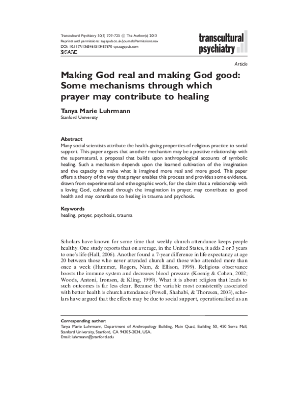 (PDF) Making God real and making God good