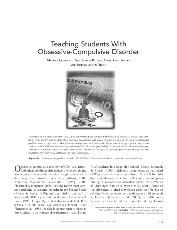 (PDF) Teaching Students With Obsessive-Compulsive Disorder