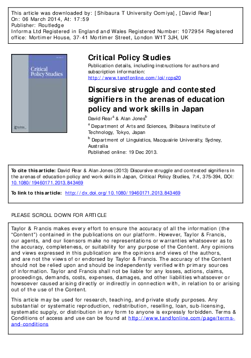 (PDF) Discursive struggle and contested signifiers in constructions of ...