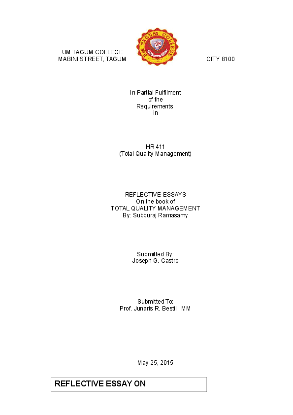 (DOC) TQM Reflective Essay