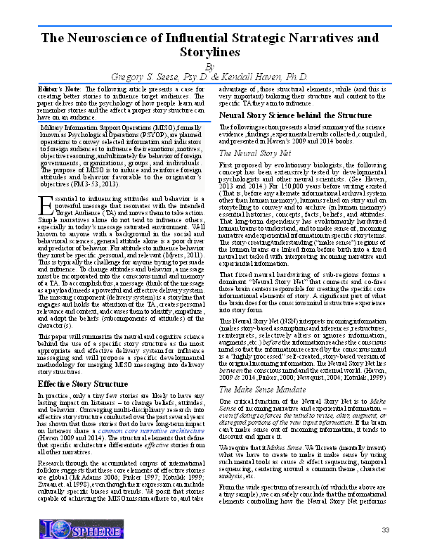 (PDF) The Neuroscience of Influential Strategic Narratives and Storylines