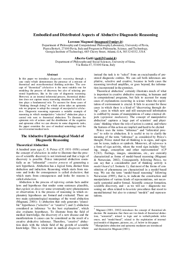 (PDF) Embodied and Distributed Aspects of Abductive Diagnostic Reasoning