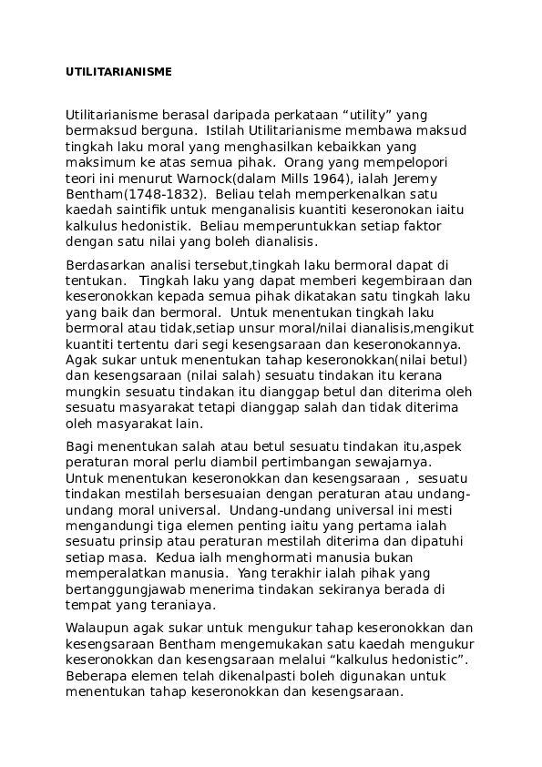 (DOC) UTILITARIANISME