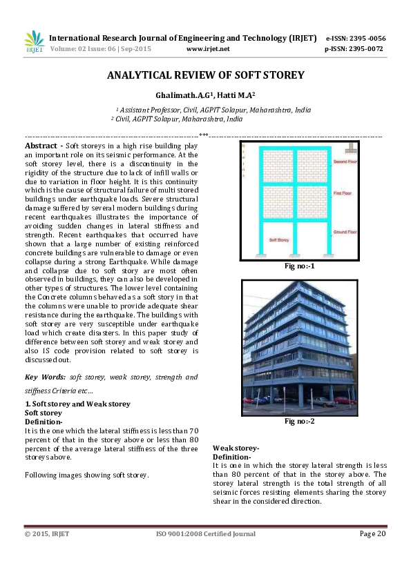(PDF) IRJET-ANALYTICAL REVIEW OF SOFT STOREY