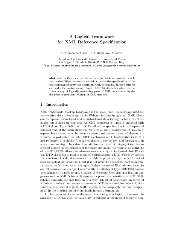 (PDF) A Logical Framework for XML Reference Specification
