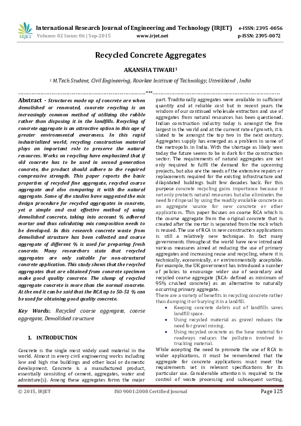 (PDF) IRJET- Recycled Concrete Aggregates