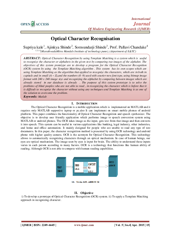 (PDF) Optical Character Recognisation