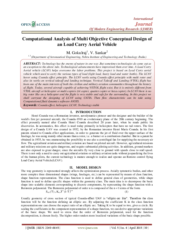 Pdf Computational Analysis Of Multi Objective Conceptual Design Of An