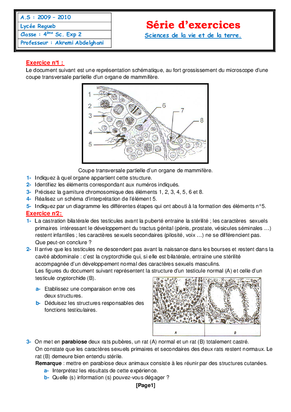 (PDF) Série SVT Procréation Bac Sci