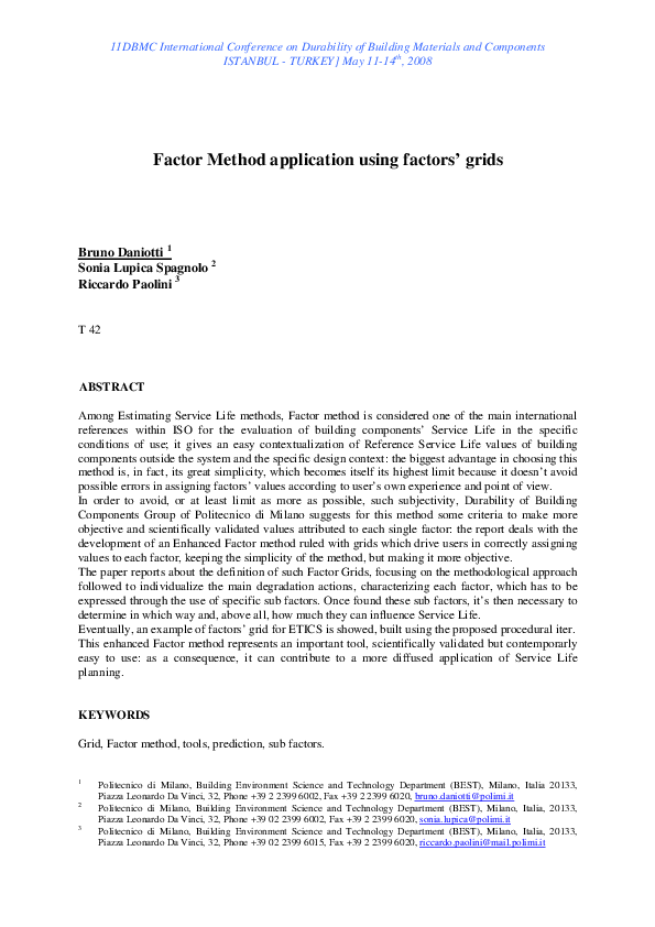 (PDF) Factor Method application using factors’ grids