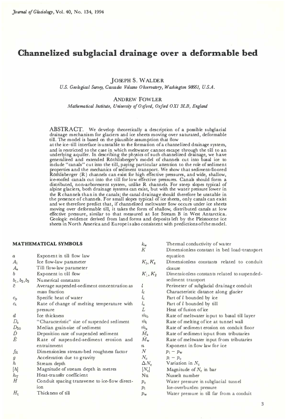 (PDF) Channelized subglacial drainage over a deformable bed