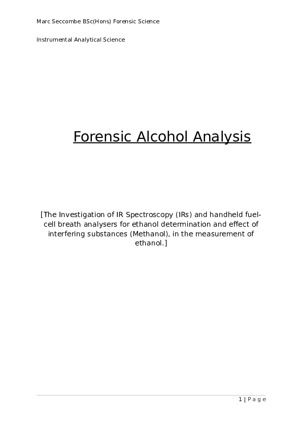 (DOC) Forensic Alcohol Analysis
