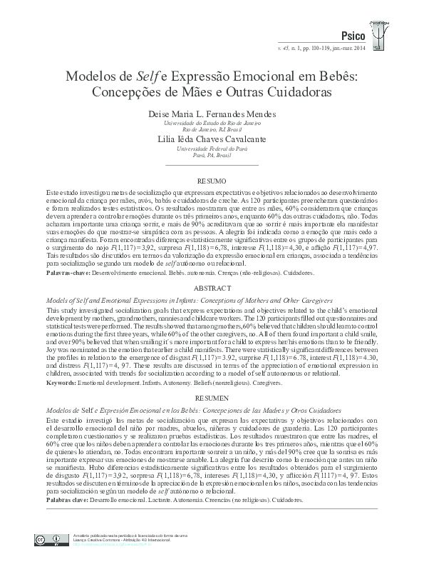 (PDF) Modelos de Self e Expressão Emocional em Bebês: Concepções de ...