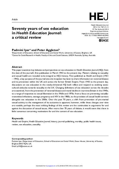 (PDF) Health Education Journal-2015-Iyer-3-15