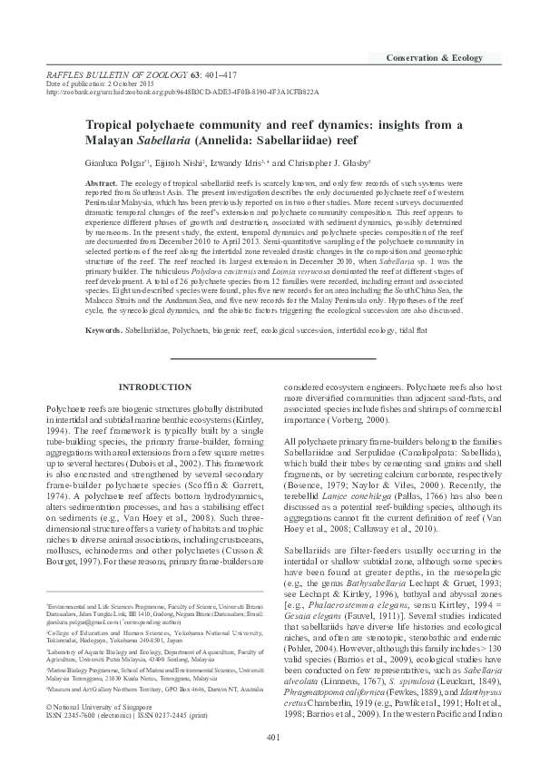 (PDF) Tropical polychaete community and reef dynamics: insights from a ...
