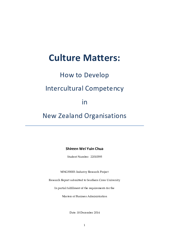 (PDF) Culture Matters: How to develop intercultural competency in New ...