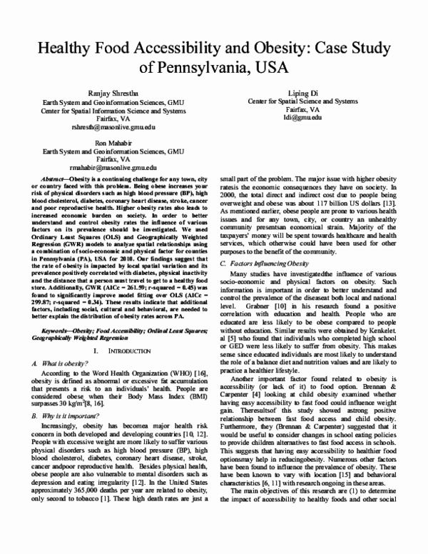 (PDF) Healthy Food Accessibility and Obesity: Case Study of ...