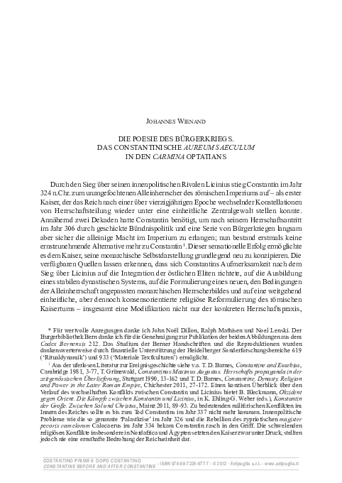 (PDF) Die Poesie des Bürgerkriegs. Das constantinische aureum saeculum ...