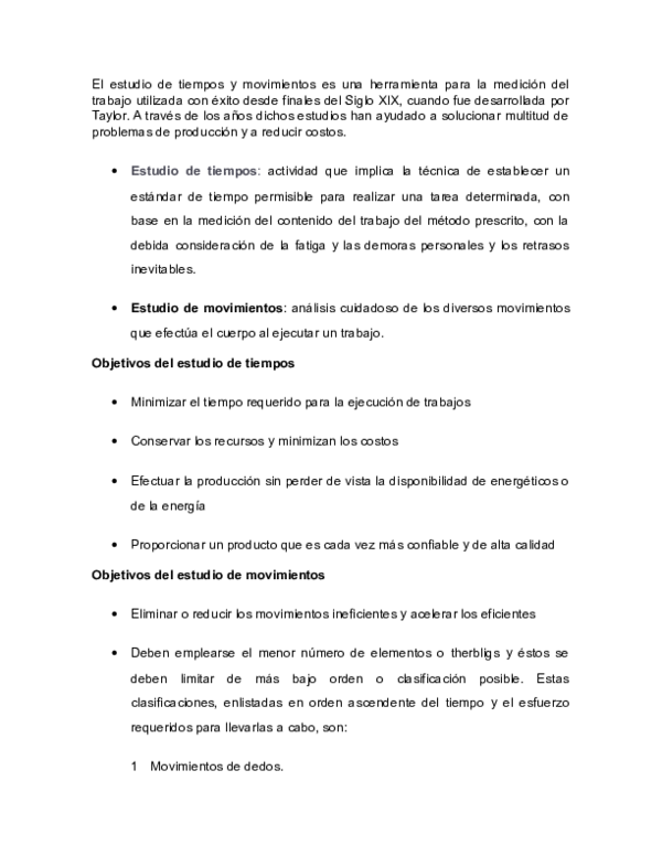 Doc El Estudio De Tiempos Y Movimientos