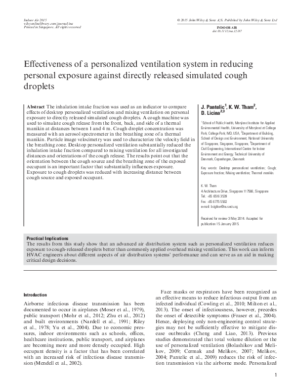 (PDF) Effectivness of a personalized ventilation system in reducing ...