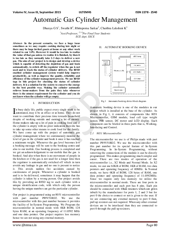 (PDF) Automatic Gas Cylinder Management