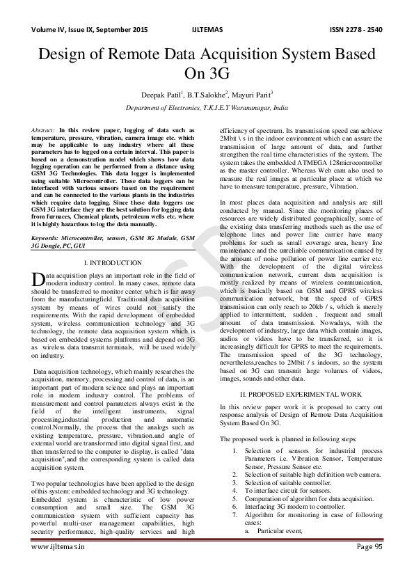 (PDF) Design of Remote Data Acquisition System Based On 3G