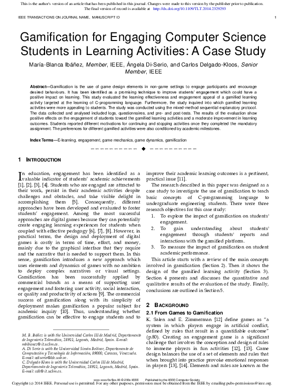 (PDF) Gamification for Engaging Computer Science Students in Learning ...