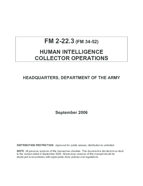 (PDF) FM 2-22.3 Human Intelligence Collector Operations, 2006