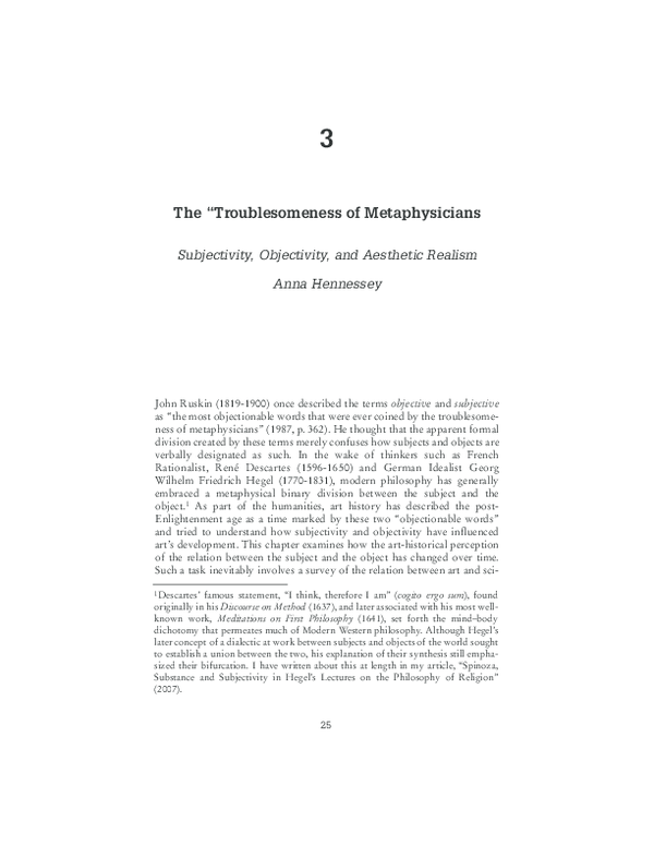 (PDF) The Troublesomeness of Metaphysicians: Subjectivity, Objectivity ...