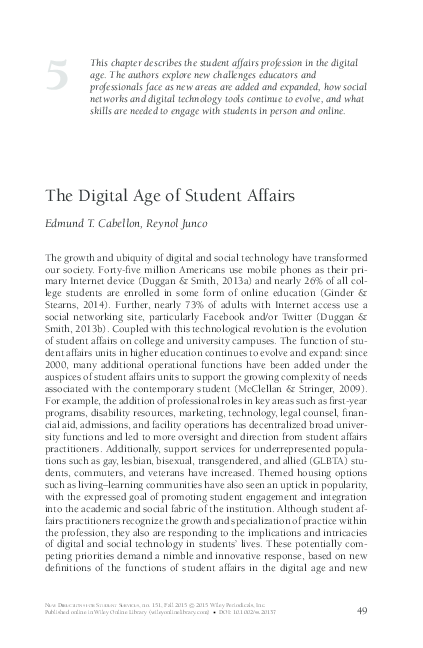 (PDF) The Digital Age of Student Affairs