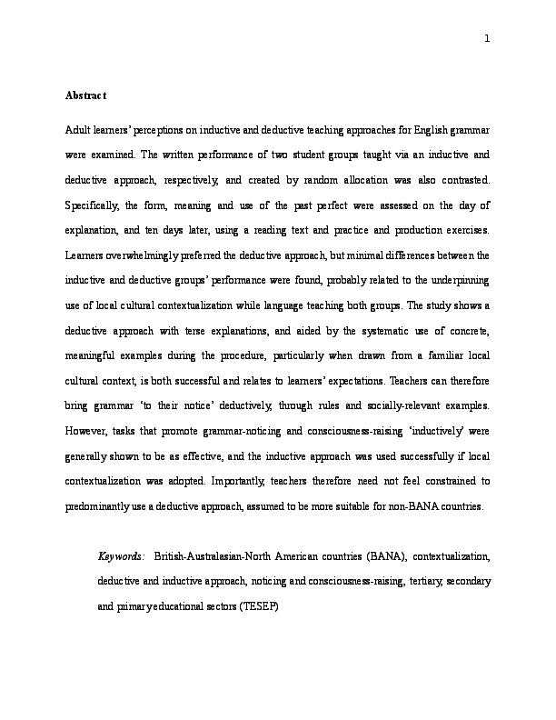 Doc Inductive And Deductive Approaches To Teaching English Grammar