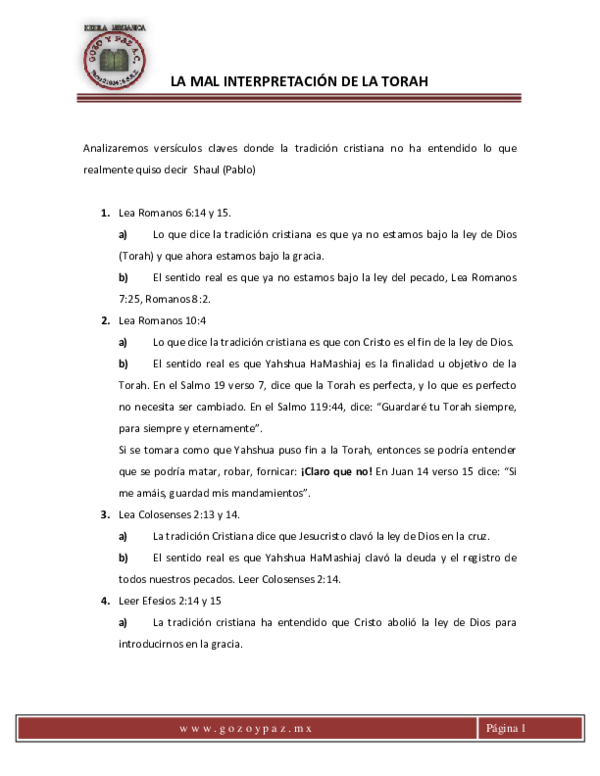 (PDF) La mal interpretacion de la torah