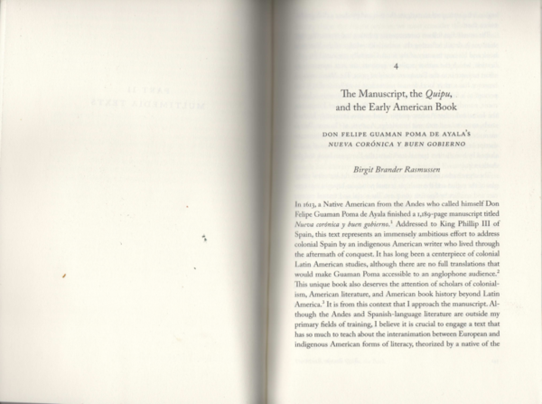 (PDF) The Manuscript, the Quipu, and the Early American Book