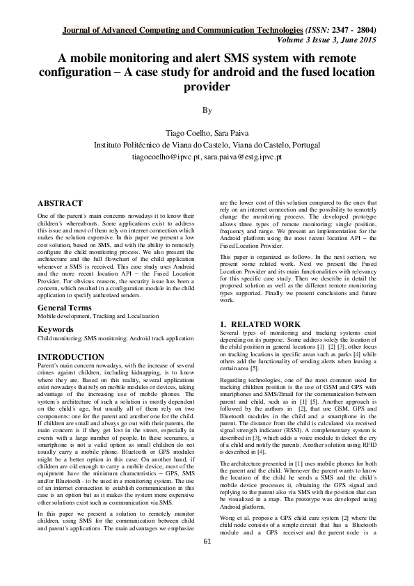 (PDF) A mobile monitoring and alert SMS system with remote ...