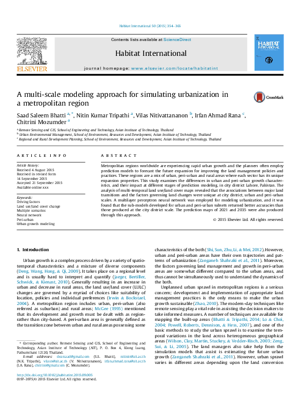 Pdf A Multi Scale Modeling Approach For Simulating Urbanization In A