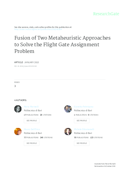 (PDF) Fusion of Two Metaheuristic Approaches to Solve the Flight Gate Assignment Problem