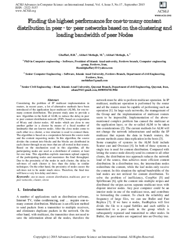 Pdf An Efficient Clustering Algorithm For Peer To Peer Networks Co