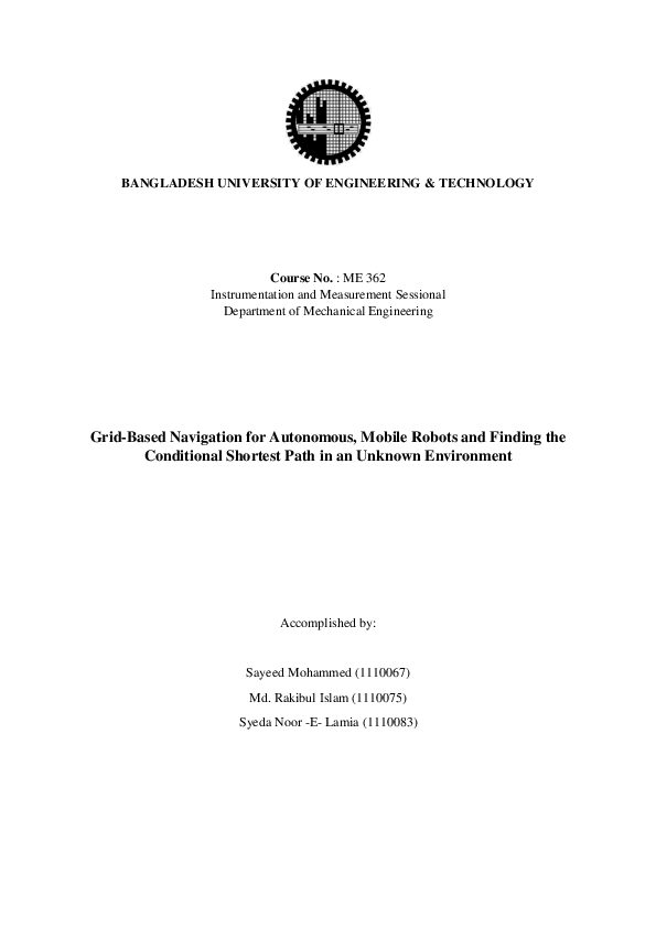 Pdf Grid Based Navigation For Autonomous Mobile Robots And Finding The Conditional Shortest