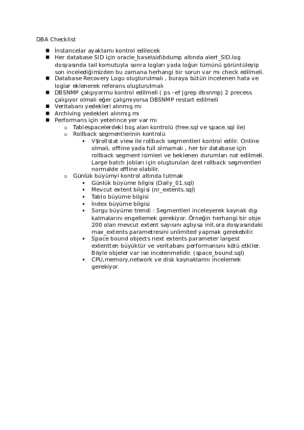 (DOC) DBA Checklist