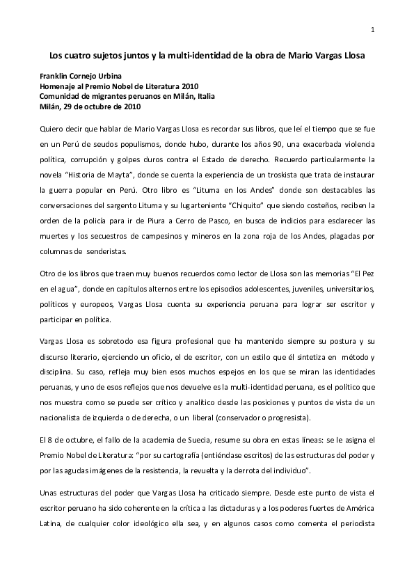 (PDF) Los cuatros sujetos juntos y la multi-identidad en la obra de ...