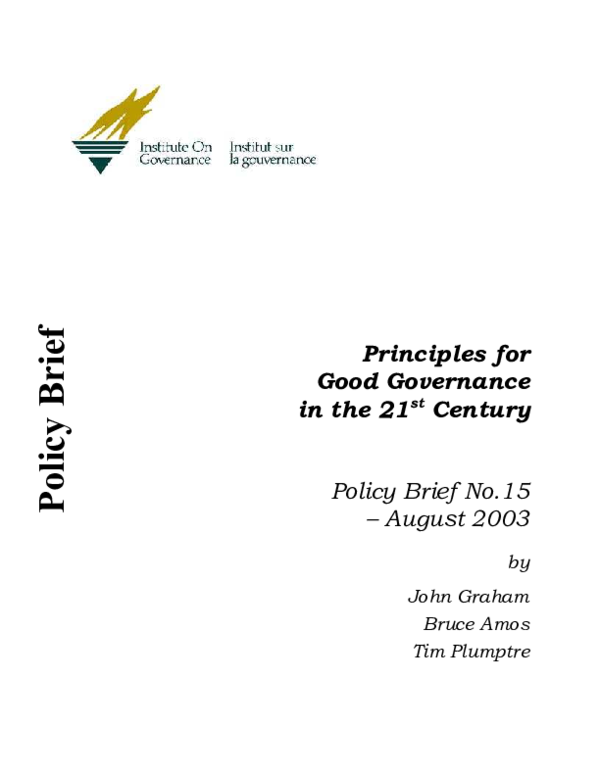 (PDF) Good governance principles