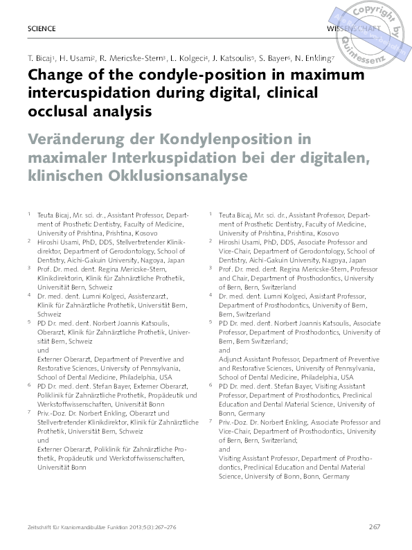 (PDF) Change of the condyle-position in maximum intercuspidation during ...