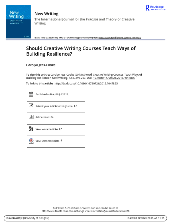 (PDF) Should Creative Writing Courses Teach Ways of Building Resilience?