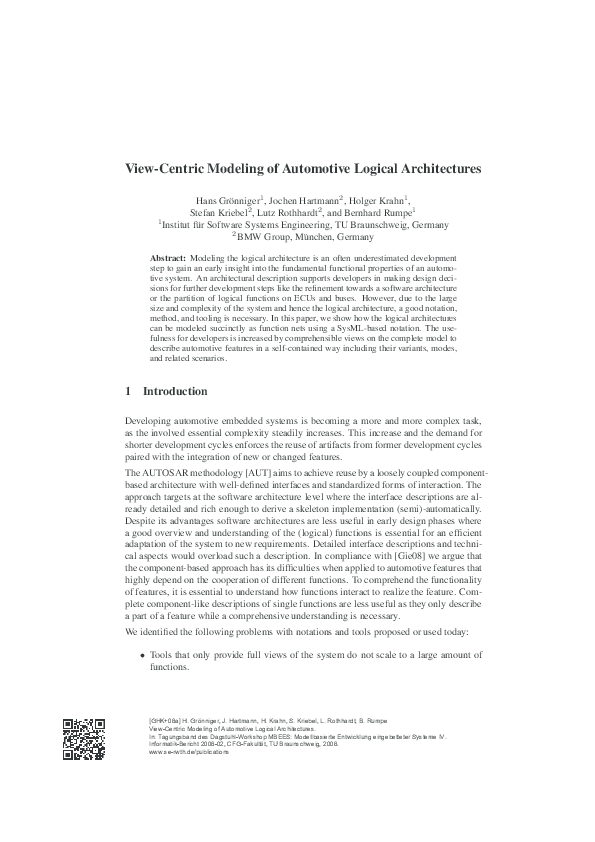 Pdf View Centric Modeling Of Automotive Logical Architectures